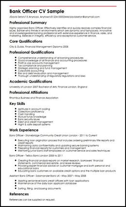 Bank Officer CV Examples Tips Templates MyPerfectCV