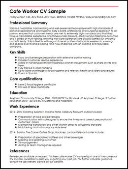Caf Worker CV Examples Templates Samples MyPerfectCV