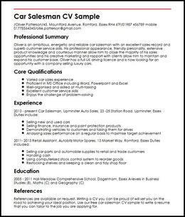 Car Salesman CV Examples Tips Templates MyPerfectCV