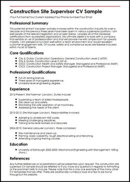 Learn How To Create A Perfect Site Supervisor CV MyPerfectCV