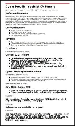 Cyber Security Specialist CV Sample MyPerfectCV