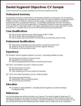 Dental Hygienist Objectives CV Sample MyPerfectCV