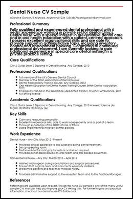 Sample Resume Dental Nurse Dental Nurse Resume