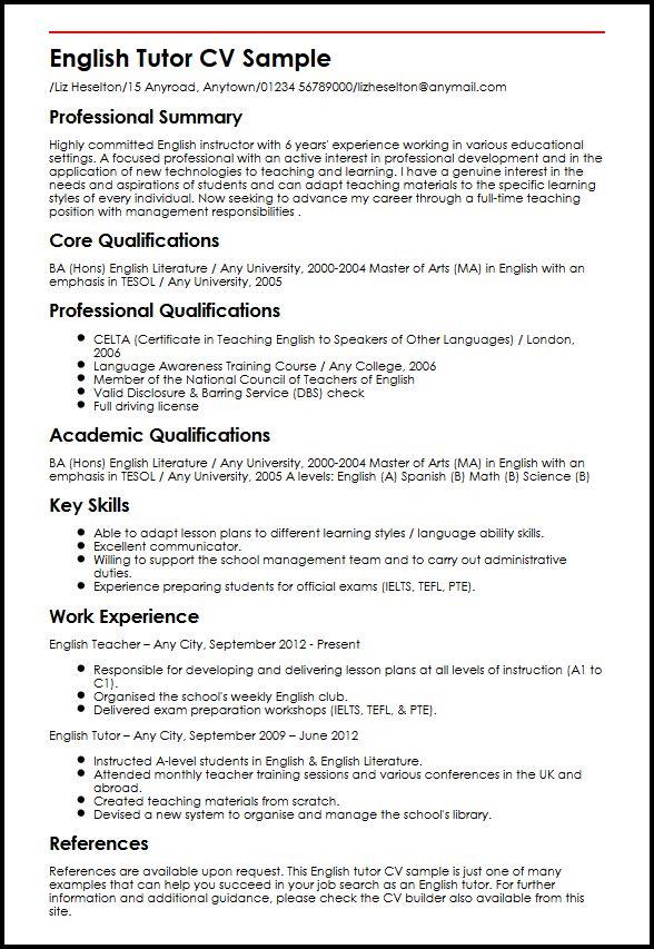 Curriculum Vitae Example Language Europass Curriculum Vitae CV 