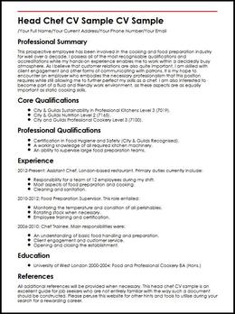 Sample Cv Chef Assistant Assistant Chef CV Template Tips And Download