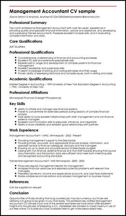 Management Accountant CV Sample MyPerfectCV