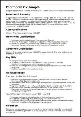 Pharmacist CV Sample MyperfectCV