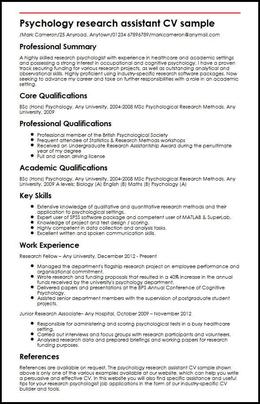 Psychology Research Assistant CV Sample MyPerfectCV