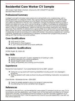 Residential Care Worker CV Sample MyPerfectCV