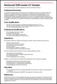 Restaurant Shift Leader CV Example MyPerfectCV