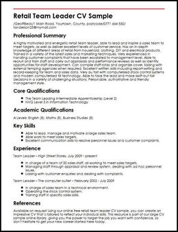 Retail Team Leader CV Sample MyPerfectCV