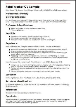 Cv Examples Retail Jobs Retail Worker CV Sample