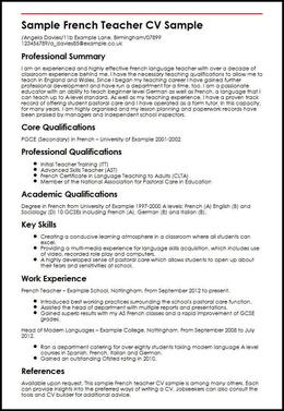 French Teacher CV Examples Tips Templates MyPerfectCV