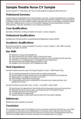 Sample Theatre Nurse CV Sample MyPerfectCV