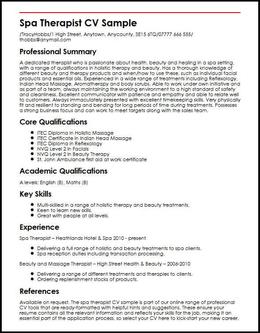 Spa Therapist CV Sample MyPerfectCV