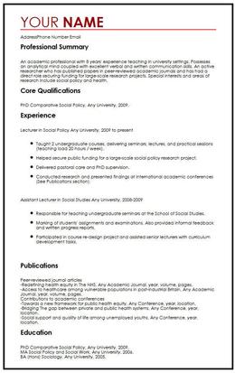 Academic CV Example MyPerfectCV