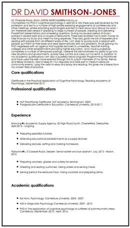 Academic Cv Template For Phd Application Database