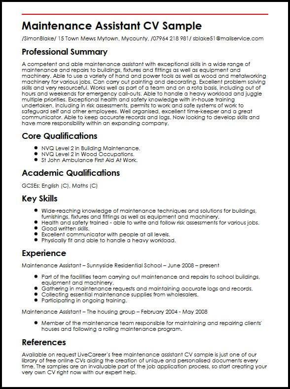 Building Maintenance Worker Skills For Resume Mt Home Arts