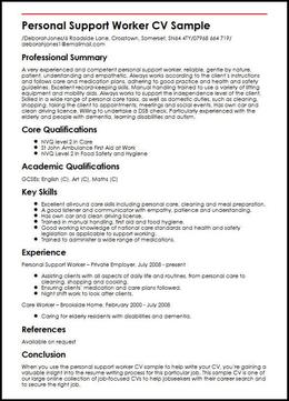 Personal Support Worker CV Sample MyperfectCV