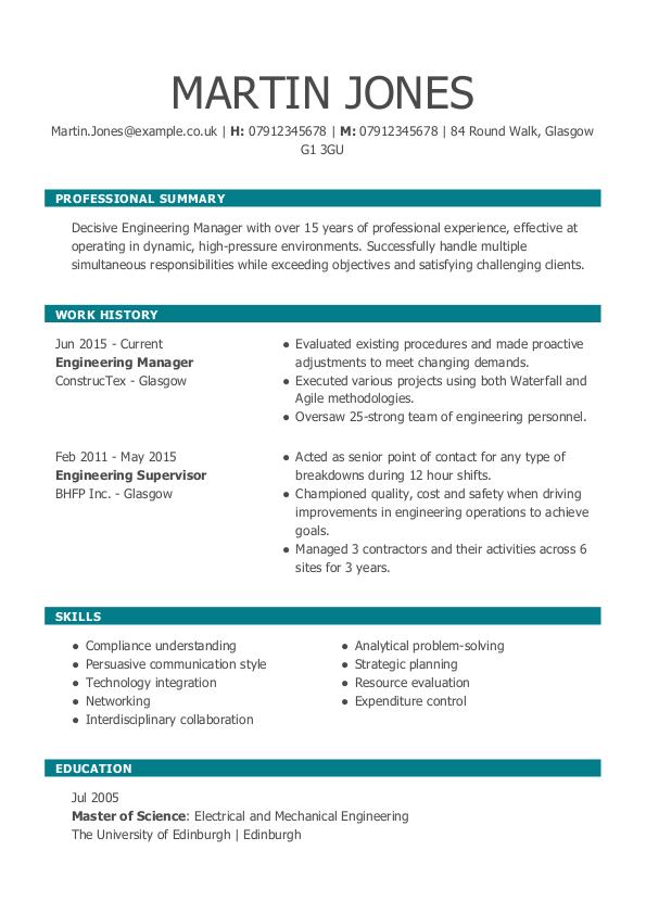 Construction Manager CV Examples & Resume Templates