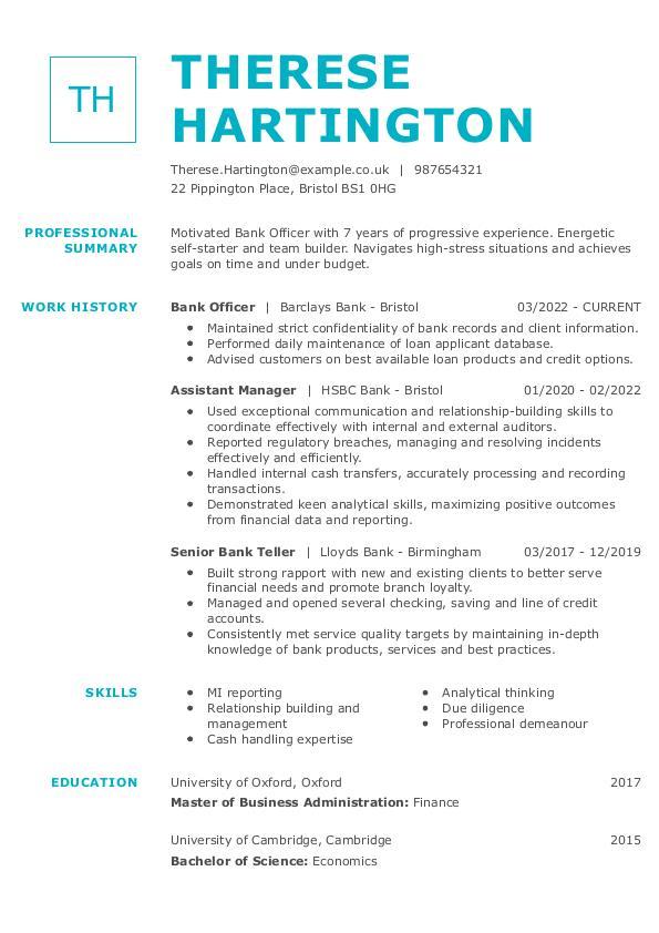 Bank officer CV examples, tips & templates | myPerfectCV