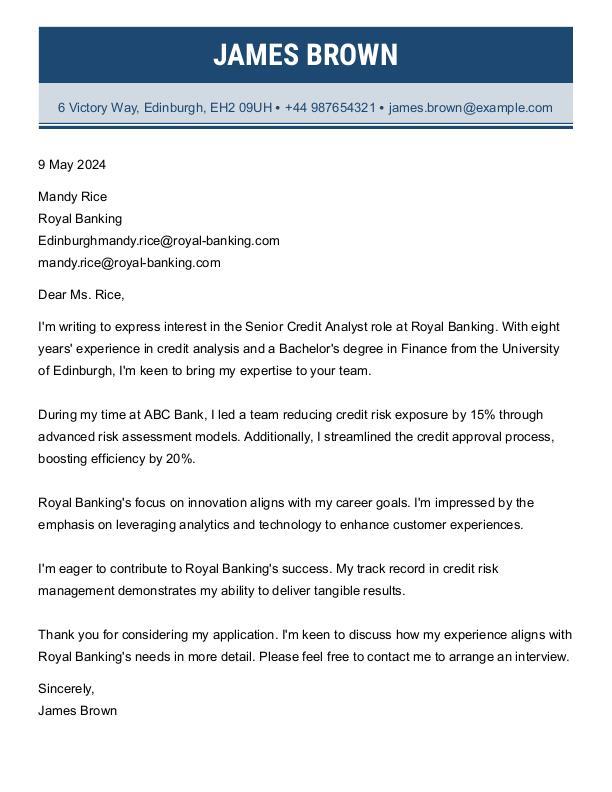 Finance Cover Letter Examples & Writing Guide