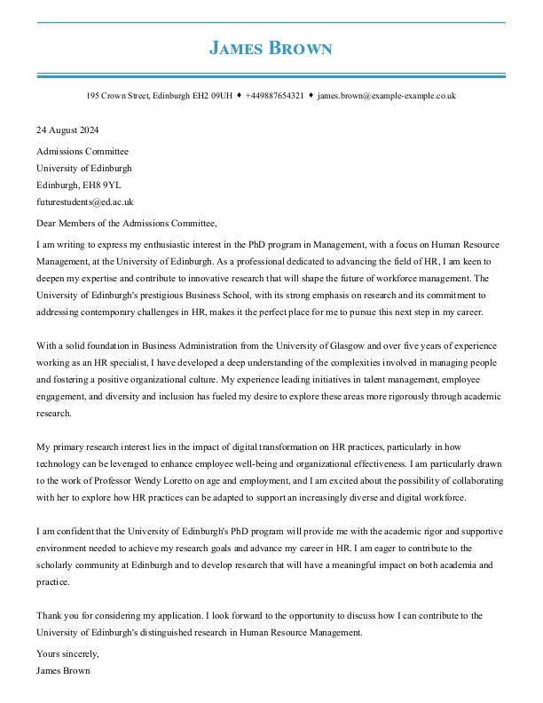 PhD Cover Letter Example and Templates | myPerfectCV