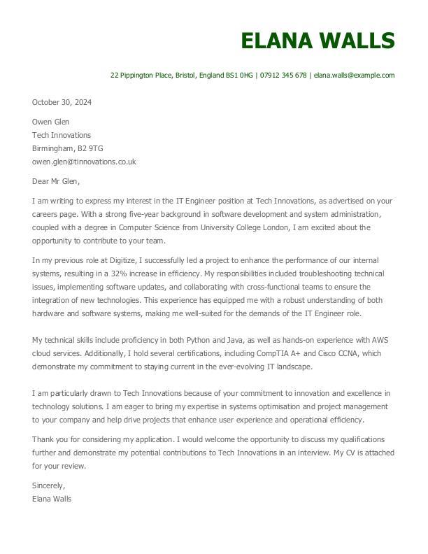 It Cover Letter Sample Cover Letter Sample For A Co Op Board Package