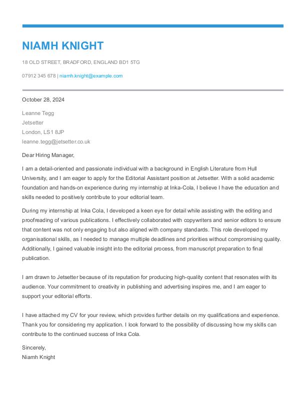 Cover Letter Editorial