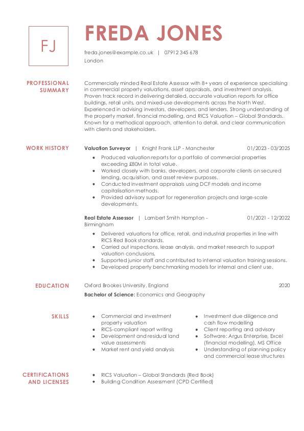 Real estate assessor CV examples & templates | myPerfectCV