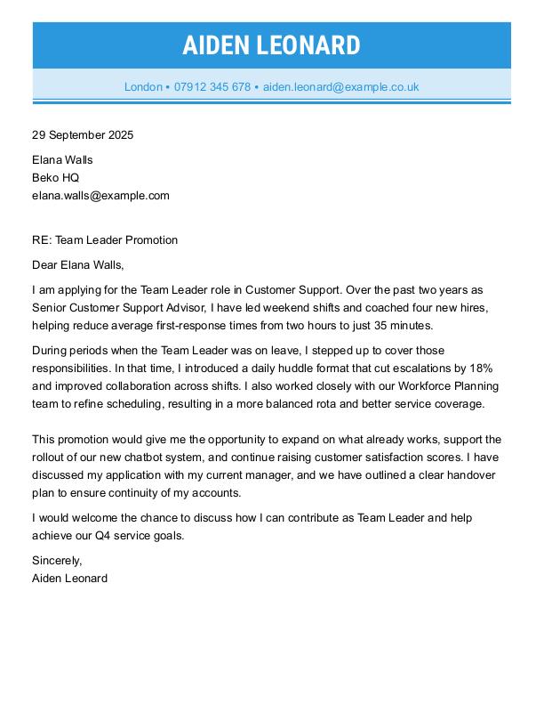 Cover Letter for Internal Position: Writing Guide + Examples